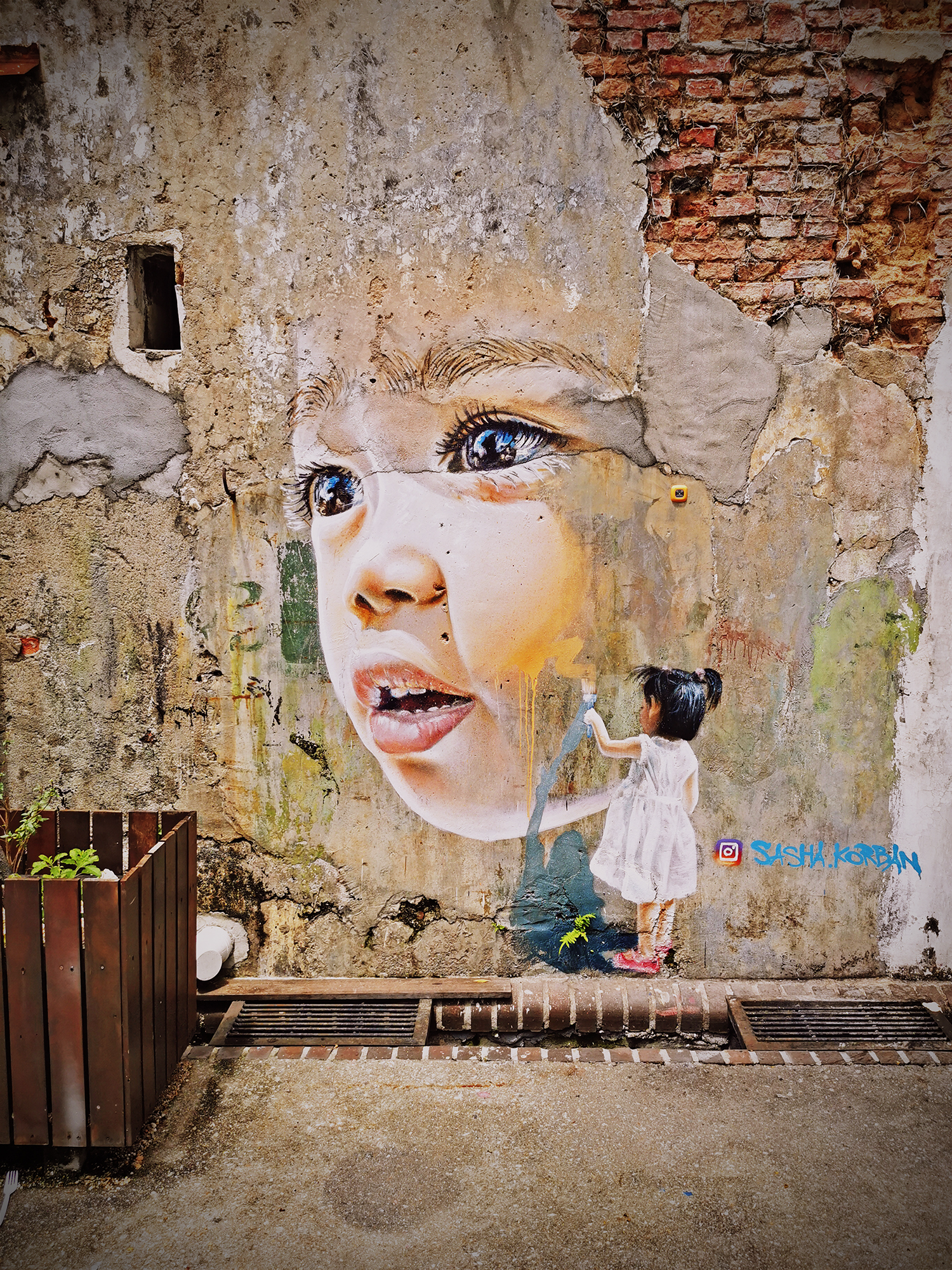 Penang Street Art: A Little Girl Portrait Mural - Travel 2 Penang